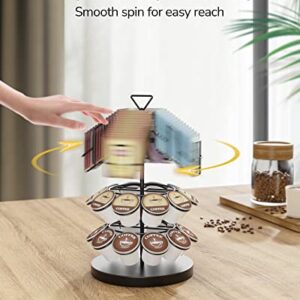 ULG Coffee Pod & Tea Bag Organizer Carousel Stand, K Cup Holder, Organizes 20 K-cups for Keurig and 60 Tea Bags - Coffee Bar Accessory for Kitchen Office, Countertop or Coffee Station Storage, Black