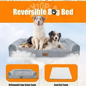 Sytopia Dog Cooling beds chew Proof for Medium Dogs Indestructible Waterproof Washable Dual Side Dog Crate Bed, Dog Couch, Pet Bed with Removable Cover and Nonskid Bottom-Grey L Size