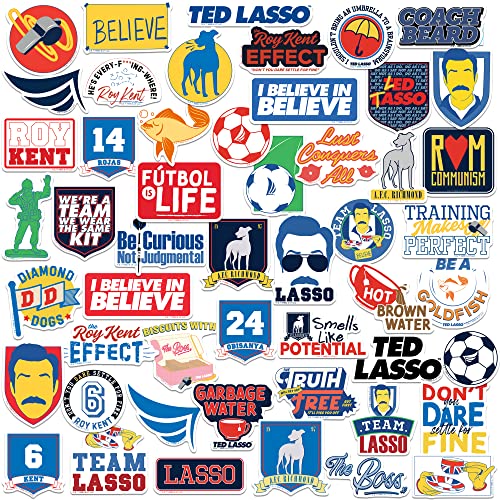 Ted Lasso 50CT Sticker Pack Large Deluxe Stickers Variety Pack - Laptop, Water Bottle, Scrapbooking, Tablet, Skateboard, Indoor/Outdoor - Set of 50