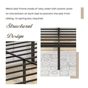 alazyhome 18 Inch Metal Full Size Bed Frame Heavy Duty Platform Noise Free Steel Slat Support Easy Assembly Noise Free No Box Spring Required Black