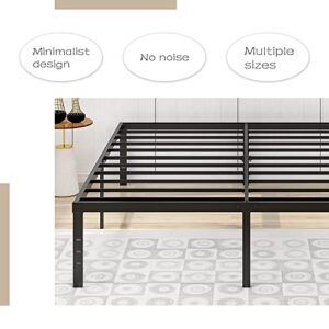 alazyhome 18 Inch Metal Full Size Bed Frame Heavy Duty Platform Noise Free Steel Slat Support Easy Assembly Noise Free No Box Spring Required Black