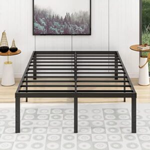 alazyhome 18 Inch Metal Full Size Bed Frame Heavy Duty Platform Noise Free Steel Slat Support Easy Assembly Noise Free No Box Spring Required Black