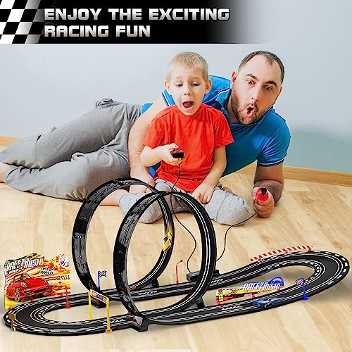 Kids Toy-Electric Powered Slot Car Race Track Set with Dual Racing Game Lap Counter Circular Overpass Track,Boys Toys for 6 7 8-12 Years Old Boy Girl Best Gifts