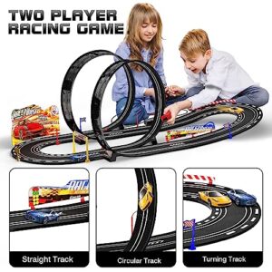 Kids Toy-Electric Powered Slot Car Race Track Set with Dual Racing Game Lap Counter Circular Overpass Track,Boys Toys for 6 7 8-12 Years Old Boy Girl Best Gifts