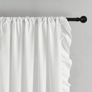 White Ruffle Curtains for Living Dining Room Bedroom 108 Inches Long 2 Panels Set Room Darkening Drapes Rod Pocket Light Reducing Window Treatment Curtains for Office Hallway Doorway, 52''x 108'' 9ft