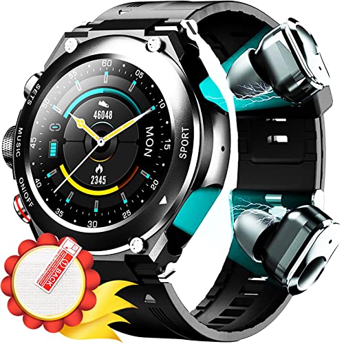 GUIQU Smart Watch with Earbuds, 6D Sound Effects, 1.3" HD Touch Screen, IP67 Waterproof, Sports Watch for Built-in GPS, Adventure Tactical Watch Compatible Android Phones and iOS