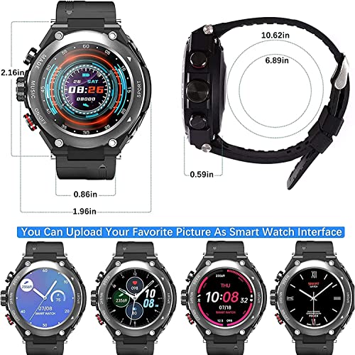 GUIQU Smart Watch with Earbuds, 6D Sound Effects, 1.3" HD Touch Screen, IP67 Waterproof, Sports Watch for Built-in GPS, Adventure Tactical Watch Compatible Android Phones and iOS