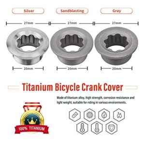 TiTo Titanium Bike Crank Cover M20 Screw Titanium Alloy Bicycle Crank Arm Fixing Bolt Thread Cover Cap for Road Bike MTB（Sandblasting）