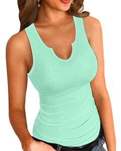 vichyie summer tank top women sleeveles ribbed tanks mint green m