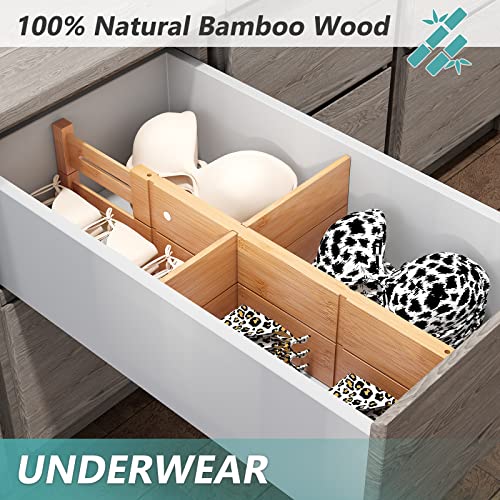 Vriccc Bamboo Drawer Dividers, 8 Drawer Dividers with 16 Inserts, Stackable IN Deep Drawers, Kitchen Adjustable Drawer Organizers, Expandable Organization for Home, Office, Dressers, and Bathroom