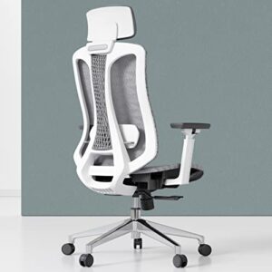 logicfox ergonomic mesh office chair, computer desk chair with 3d armrests, adjustable lumbar cushion & adjustable headrest, white high back home desk chair with tilt function, mesh backrest & seat