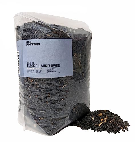 Old Potters Wildlife Black Oil Sunflower Seeds, 10 lbs for Birds and Wildlife, USA Grown Non-GMO, 10 Pounds