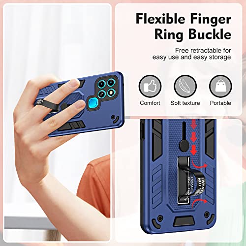 Phone Case Case Compatible with Infinix Smart 6, Compatible with Infinix Smart 6 Case Heavy Duty Shock Absorption Full Body Protective Case TPU Rubber and Hard PC Phone Case Cover with Retractable han