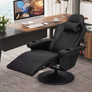 MoNiBloom Massage Gaming Chair with Speakers Video Game Chair Single Bedroom Sofa Recliner High-Back Comfy Gaming Couch with Footrest and Storage Bag Swivel Home Theater Seating with Cupholder, Black