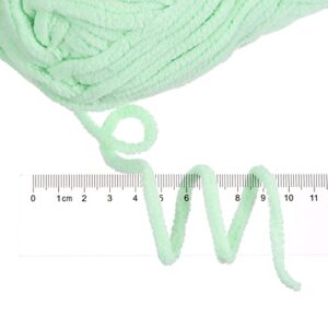 HARFINGTON 2Skeins Chenille Yarn Velvet Blanket Yarn 2x100g/7.1oz #6 Super Bulky Polyester Soft Knitting for Crochet Weaving Bag Scarf Hat, Light Green