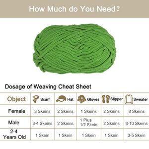 HARFINGTON 2Skeins Chenille Yarn Velvet Blanket Yarn 2x100g/7.1oz #6 Super Bulky Polyester Soft Knitting for Crochet Weaving Bag Scarf Hat, Dark Green