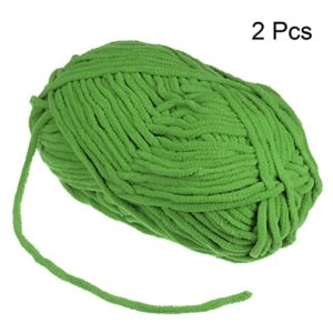 HARFINGTON 2Skeins Chenille Yarn Velvet Blanket Yarn 2x100g/7.1oz #6 Super Bulky Polyester Soft Knitting for Crochet Weaving Bag Scarf Hat, Dark Green