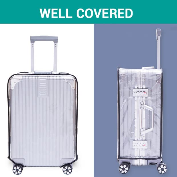 Clear Suitcase Cover - 20 24 26 28 30 Inch Waterproof PVC Suitcase Cover - Transparent Travel Suitcase Wrap - Protective Cover Case for Wheeled Luggage (20-Inch)