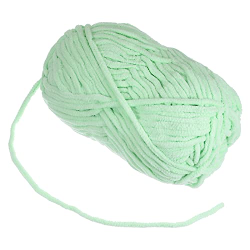 HARFINGTON Chenille Yarn Velvet Blanket Yarn 100g/3.5oz #6 Super Bulky Polyester Soft Knitting for Crochet Weaving Bag Scarf Hat, Light Green