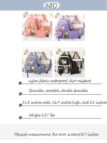 Kawaii Backpack Pins Accessorie 4Pcs Set Cute Kawaii Rucksack for School Bag Cute Aesthetic Backpack