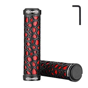 rockbros bike handle grips non-slip bike grips double lock-on bicycle handlebar grips for bmx, mtb, scooters, folding bikes 22.2mm