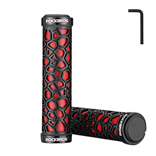 ROCKBROS Bike Handle Grips Non-Slip Bike Grips Double Lock-on Bicycle Handlebar Grips for BMX, MTB, Scooters, Folding Bikes 22.2mm