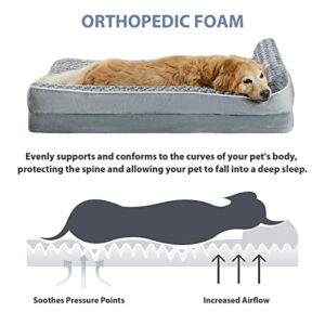 BFPETHOME Orthopedic Dog Beds for Large Dogs-Waterproof Sofa Dog Bed with Removable Washable Cover, Large Dog Bed with Waterproof Lining and Nonskid Bottom, Pet Couch Bed for Large Dogs, Grey