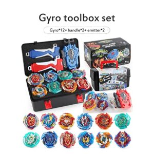 Bey Battling Top Burst Launcher Grip Toy Blade Set Game Storage Box 12 Top Burst Gyros 2 Launchers Great Birthday Gift for Boys Children Kids