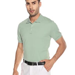 ATFORNA Men's Golf Polo Shirt Slim fit Moisture Athletic T-Shirts Casual Business Blouses Summer Tops Green