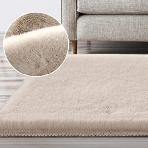 h.versailtex area rug super soft shaggy rugs carpets furry kids room nursery rug bedroom living room carpet high pile throw rug shag plush rug, french oak - 5x7 feet