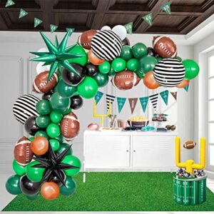 football balloon garland arch kit dark green brown black balloon large mylar starburst for sport theme eagle super bowl touch down birthday decorations