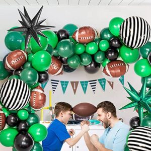 Football Balloon garland arch kit Dark green Brown black balloon large mylar starburst for sport theme eagle super bowl touch down birthday decorations