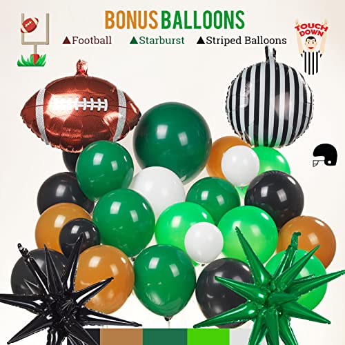 Football Balloon garland arch kit Dark green Brown black balloon large mylar starburst for sport theme eagle super bowl touch down birthday decorations