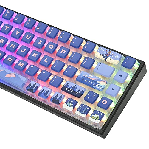 Fogruaden Pudding Keycaps 60 Percent, 118 Dye-Sublimation Keycaps Set, ASA Profile Custom Keycaps for Cherry Gateron MX Switches Mechanical Keyboard(Blue Polar)