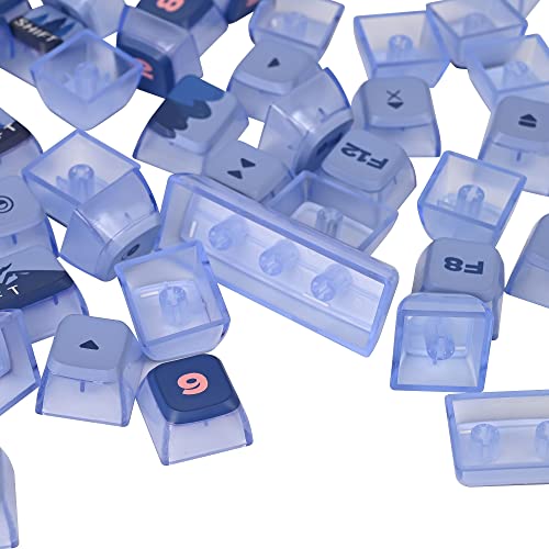 Fogruaden Pudding Keycaps 60 Percent, 118 Dye-Sublimation Keycaps Set, ASA Profile Custom Keycaps for Cherry Gateron MX Switches Mechanical Keyboard(Blue Polar)