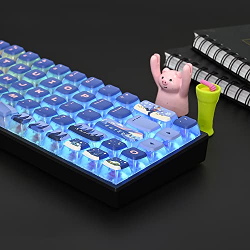 Fogruaden Pudding Keycaps 60 Percent, 118 Dye-Sublimation Keycaps Set, ASA Profile Custom Keycaps for Cherry Gateron MX Switches Mechanical Keyboard(Blue Polar)