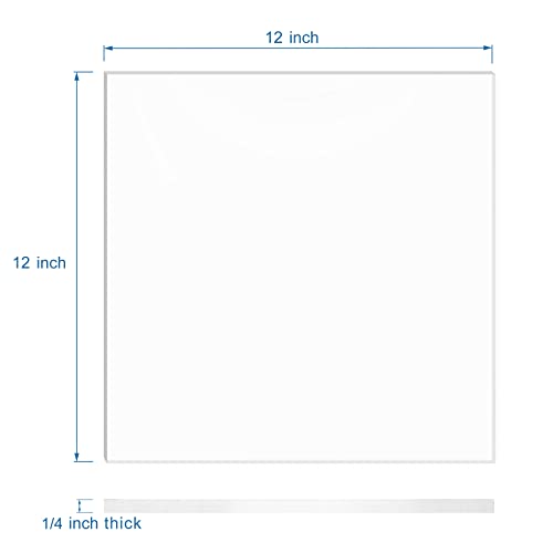 KAITELA 12" x 12" Clear Acrylic Sheet 1/4 inch Thick (6mm) Cast Plexiglass Square Sheets for Signage, Craft, Display Projects, Laser Cutting, Engrave