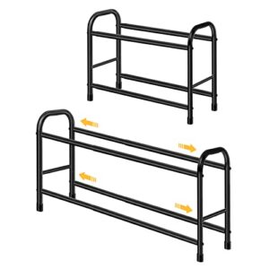 yawsoup 2-tier expandable shoe rack adjustable shoe organizer stainless steel shoe storage rack for entrance closet doorway garage dorm (black)