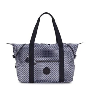 kipling women's art medium tote bag, lightweight large weekender, travel handbag, blackish tile