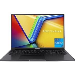 asus vivobook 16 laptop, 16” wuxga (1920 x 1200) 16:10 display, intel core i5-1235u cpu, intel uhd graphics, 8gb ram, 512gb ssd, windows 11 home, indie black, f1605za-as52