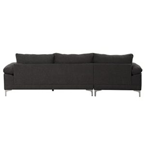 Casa Andrea Milano Modern Large Boucle L-Shape Sectional Sofa, with Extra Wide Chaise Lounge Couch, Dark Grey