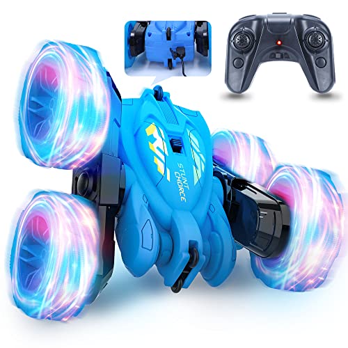 SALLN Remote Control Car-w/Wheel Lights,Direct Rechargeable,RC Cars Stunt Car Toy for Boys 8-12,4WD 2.4Ghz Max 50+min Playtime 360° Rotating RC Car for Boys 4-7,Kids Xmas Gifts Toy Car for Boys Girls