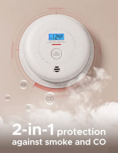 X-Sense Smoke and Carbon Monoxide Detector Combo, Wireless Interconnected Combination Smoke and Carbon Monoxide Detector with LCD Display & 10-Year Battery, RF Interconnected Model, 1-Pack