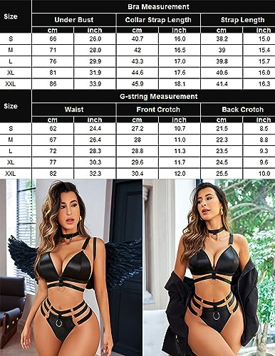 Avidlove Lingerie Set for Women Sexy Ring Linked Choker Bra and Panty Sets for Women Black X-large