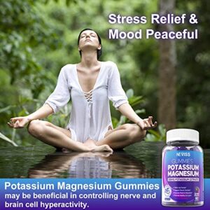 Potassium Magnesium Gummies, Sugar-Free Potassium Citrate 99mg Supplements with Magnesium Glycinate, Ashwagandha, B6 & B12 for Leg & Muscle Relaxation, Mood, Energy, Heart Health, Grape Flavor 120 Cts