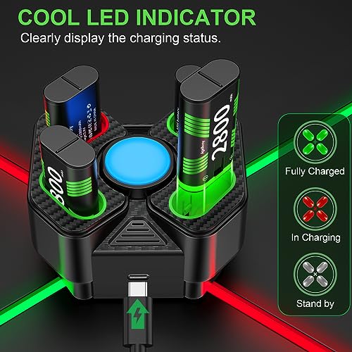 Battery Packs for Xbox One, 4 x 2800mAh Upgrade Large Capacity Battery Packs with Fast Charger Station, Xbox Rechargeable Battery Packs Last Up to 48 Hours for Xbox One Series X/S/Xbox One/X/S/Elite