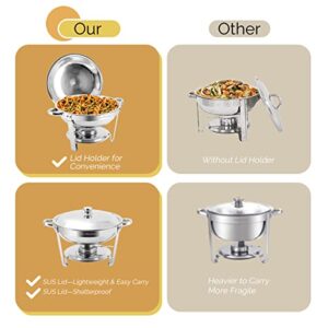 BriSunshine 4 Packs 4QT Chafing Dish Buffet Set,Stainless Steel Buffet Servers and Warmers,Round Chafer Food Warmer with Lid & Holder for Parties Caterings