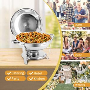 BriSunshine 4 Packs 4QT Chafing Dish Buffet Set,Stainless Steel Buffet Servers and Warmers,Round Chafer Food Warmer with Lid & Holder for Parties Caterings