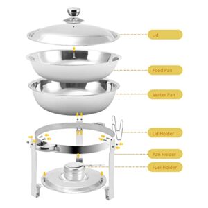 BriSunshine 4 Packs 4QT Chafing Dish Buffet Set,Stainless Steel Buffet Servers and Warmers,Round Chafer Food Warmer with Lid & Holder for Parties Caterings