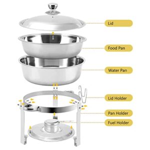 BriSunshine 4 Packs 5QT Chafing Dish Buffet Set,Stainless Steel Buffet Servers and Warmers,Round Chafer Food Warmer with Lid & Holder for Parties Catering